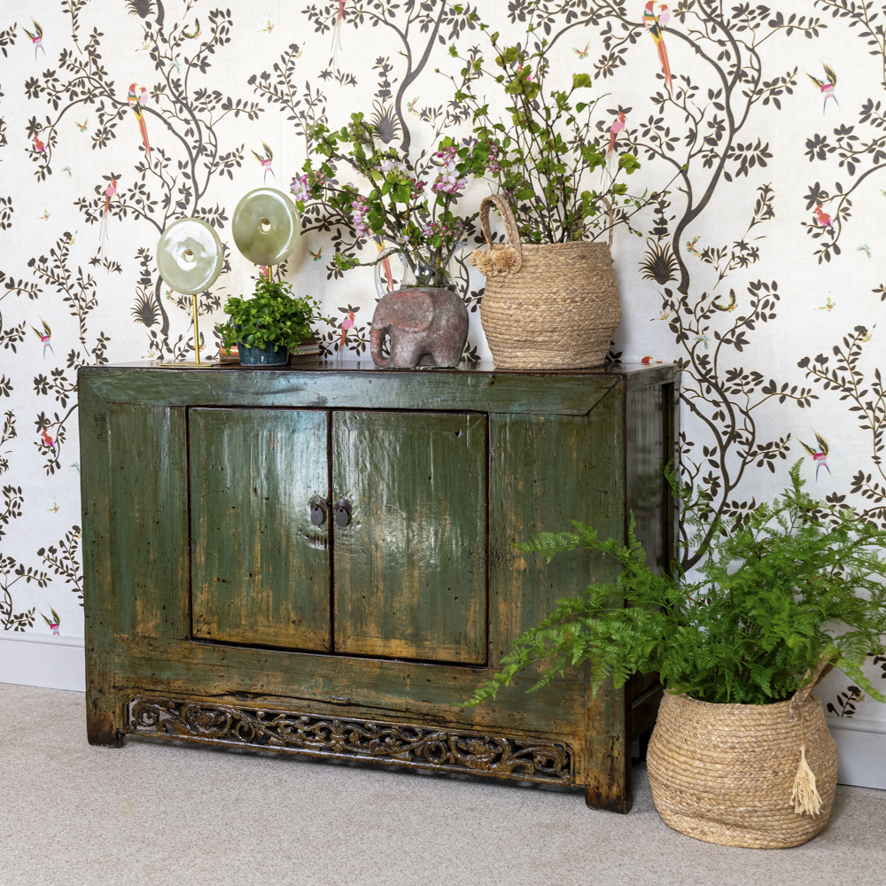 Green Lacquer Chinese Antique Sideboard | CHING Oriental Cabinet ...