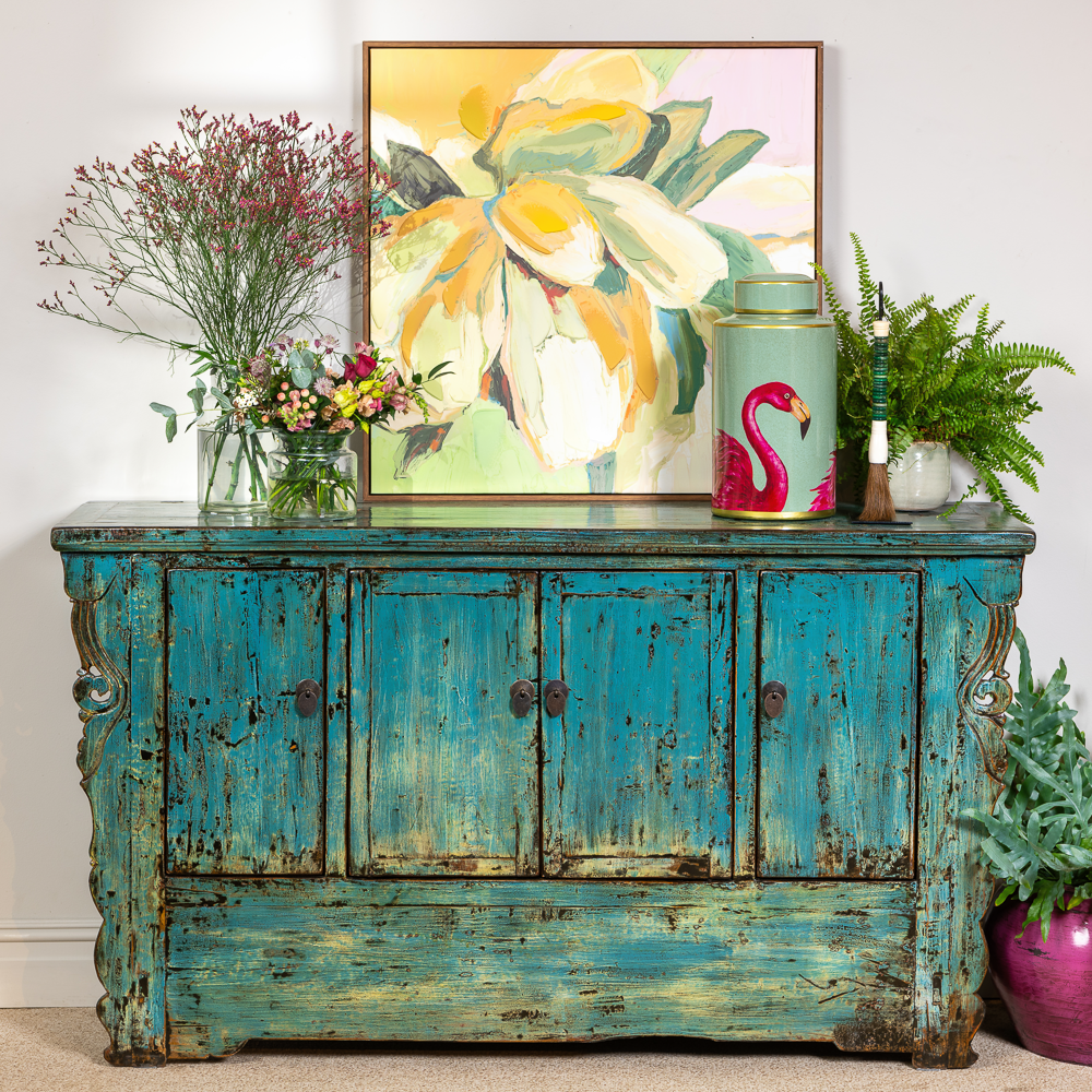 Chinese Antique Blue Altar Sideboard c.1920 | LINGYAN | Orchid