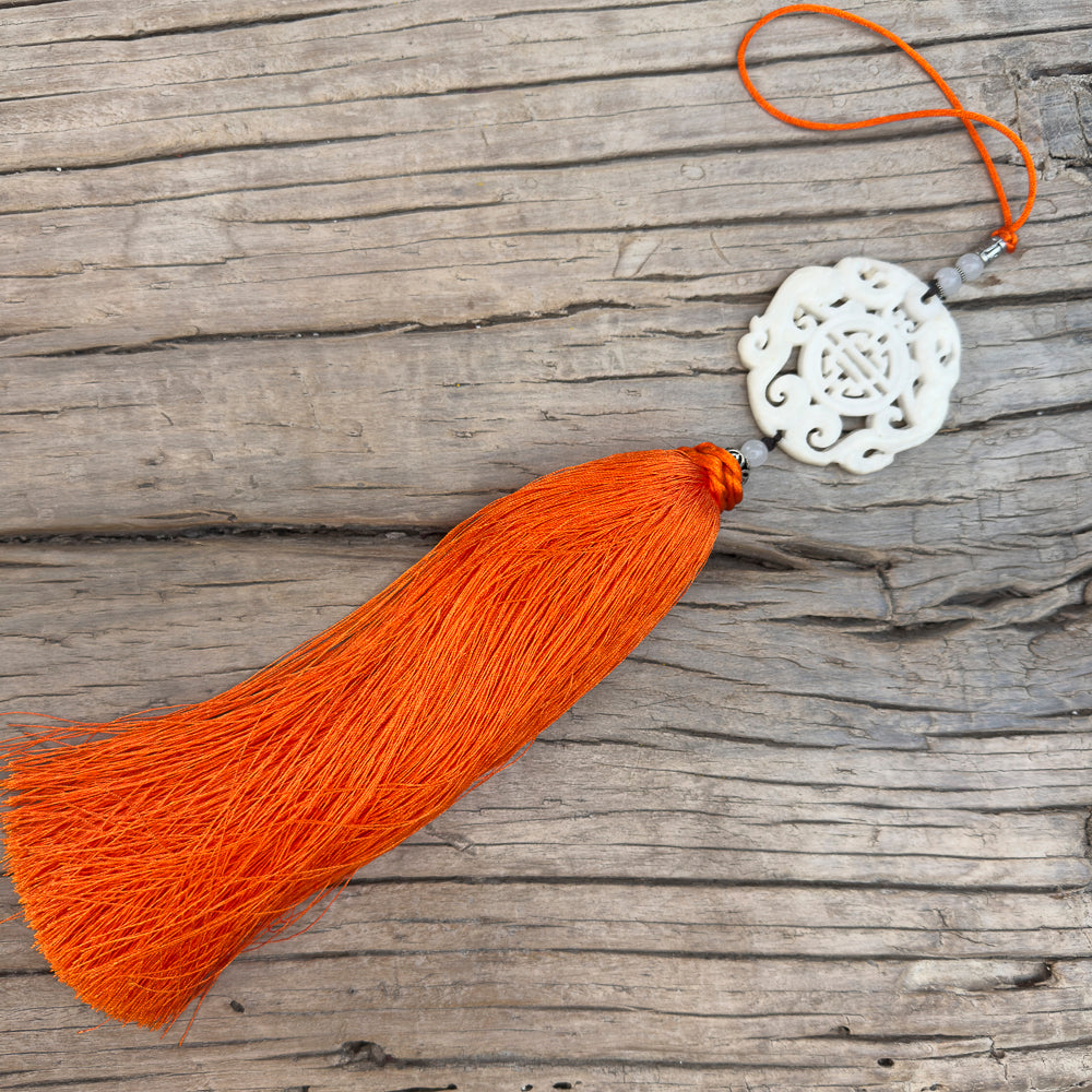Orange Chinese Tassel with Prosperity Stone | HANNA | Orchid