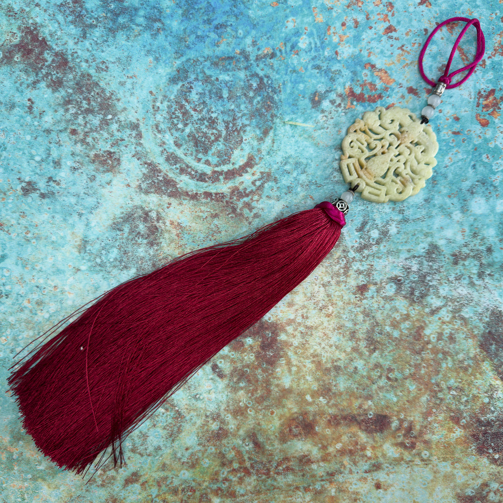 Ruby Red Chinese Tassel with Serenity Stone | SUZHOU | Orchid