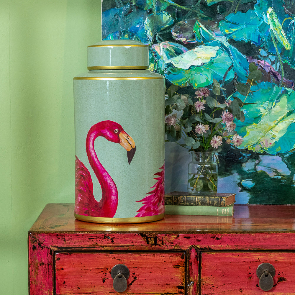 Ceramic Flamingo Jar | NORA | Orchid