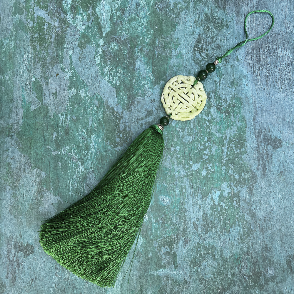 SHULAN Green Tassel with Double Happiness Stone | ORCHID | Orchid