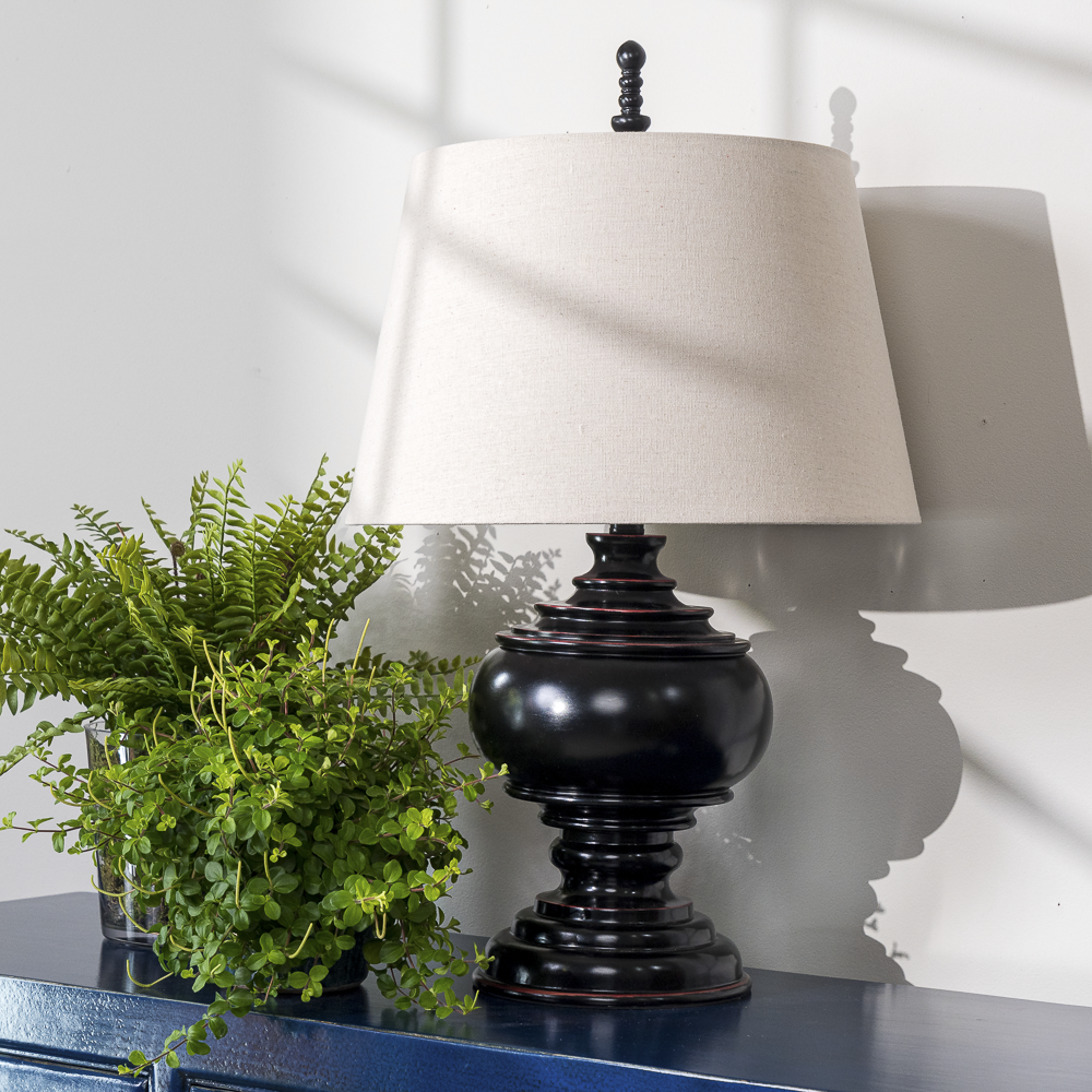 STUPA Black Table Lamp With Beige Shade | Orchid