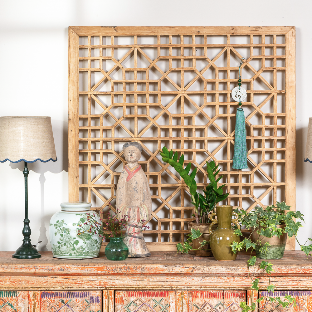 Chinese Fretwork Window Panel | Oriental Wooden Wall Hanging | TUHAI ...