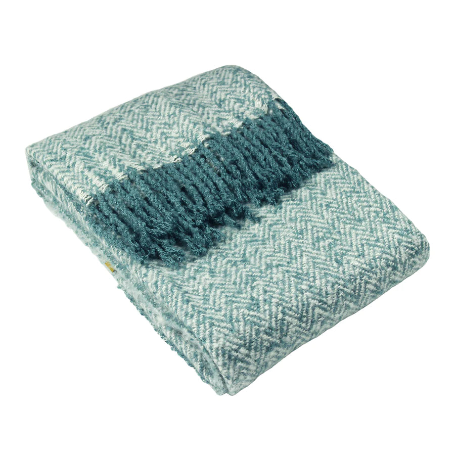 HISOKA Herringbone Throw with Tassels Teal | ORCHID | Orchid