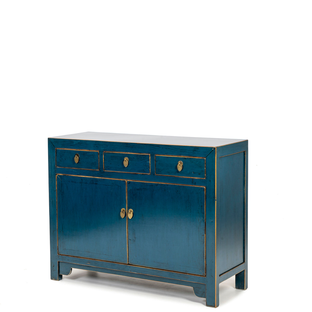 Chinese Cabinet Cobalt Blue | Oriental Small Blue Lacquer Sideboard ...